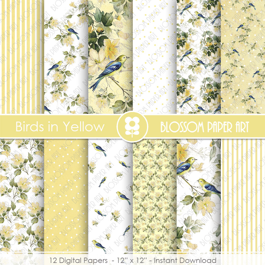 Digital Paper, Yellow Digital Paper Scrapbook Paper Pack, Scrapbooking ...
